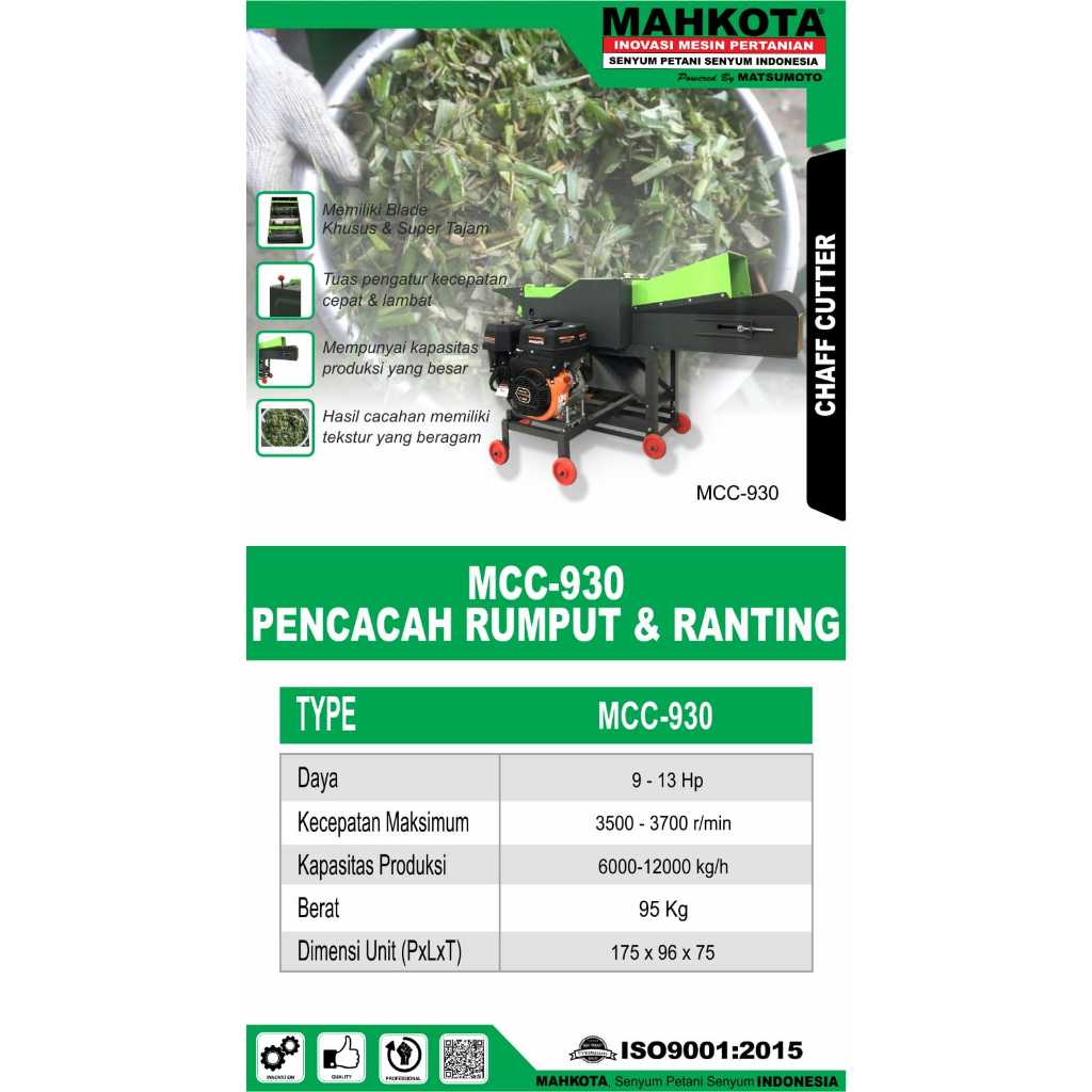 Jual MAHKOTA MCC 930 Mesin Pencacah Rumput Ranting / Mesin Cacah Rumput ...