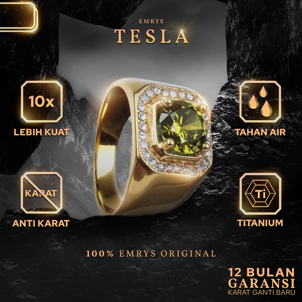 Jual BUY 1 FREE 1 GIFT Emrys Rings TESLA Real Titanium Anti Karat ...