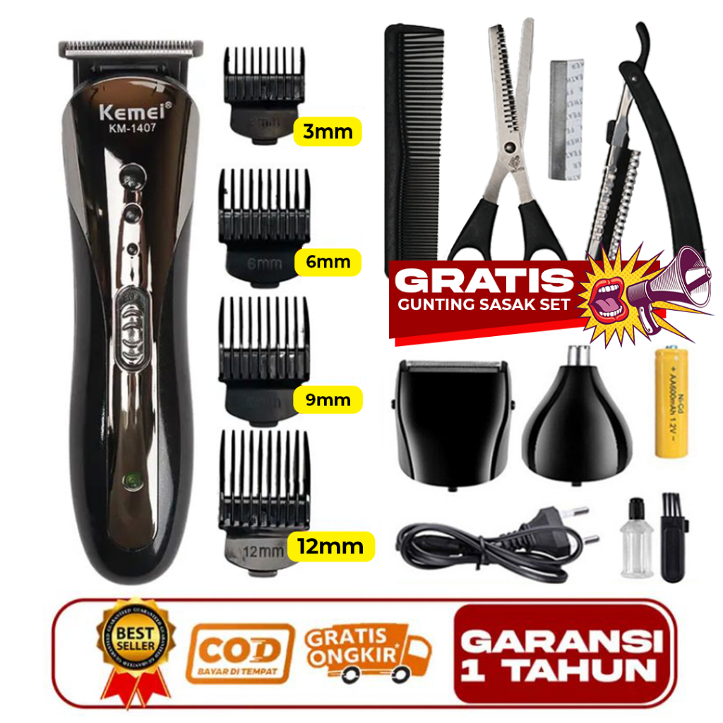 Jual KEMEI Alat Cukur Portable Trimmer Pemotong Rambut Brewok Kumis ...
