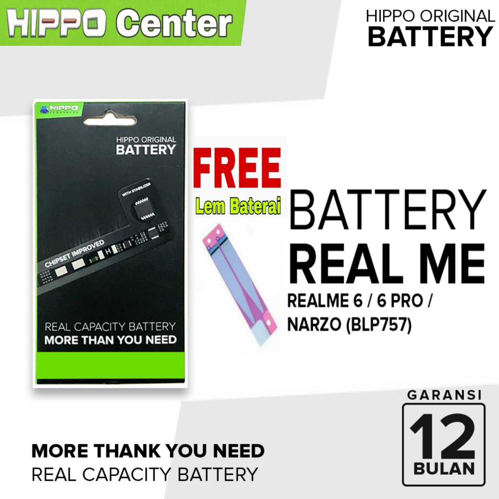 Jual Baterai Hippo Realme 6 / Realme 6 Pro / Narzo Battery ( BLP-757 ...