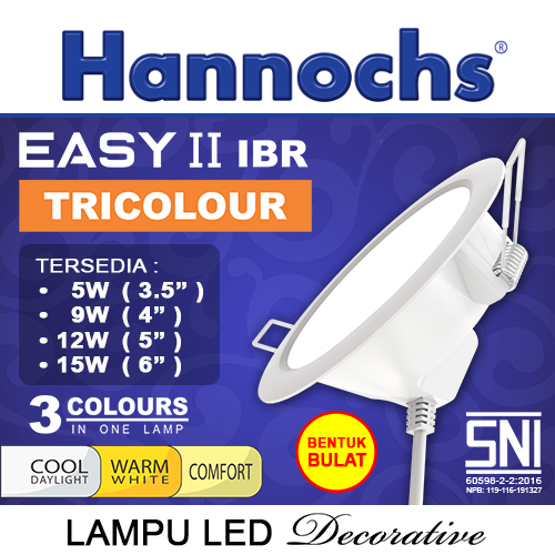 Jual Lampu Downlight Hannochs EASY 3w - 20w 3WARNA Tricolor Bulat Panel ...