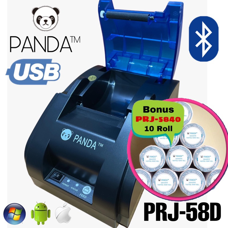 Jual MINI PORTABLE/MOBILE RECIEPT POS PRINTER PANDA PRJ-58D 58MM KERTAS THERMAL KASIR/PPOB(USB ...