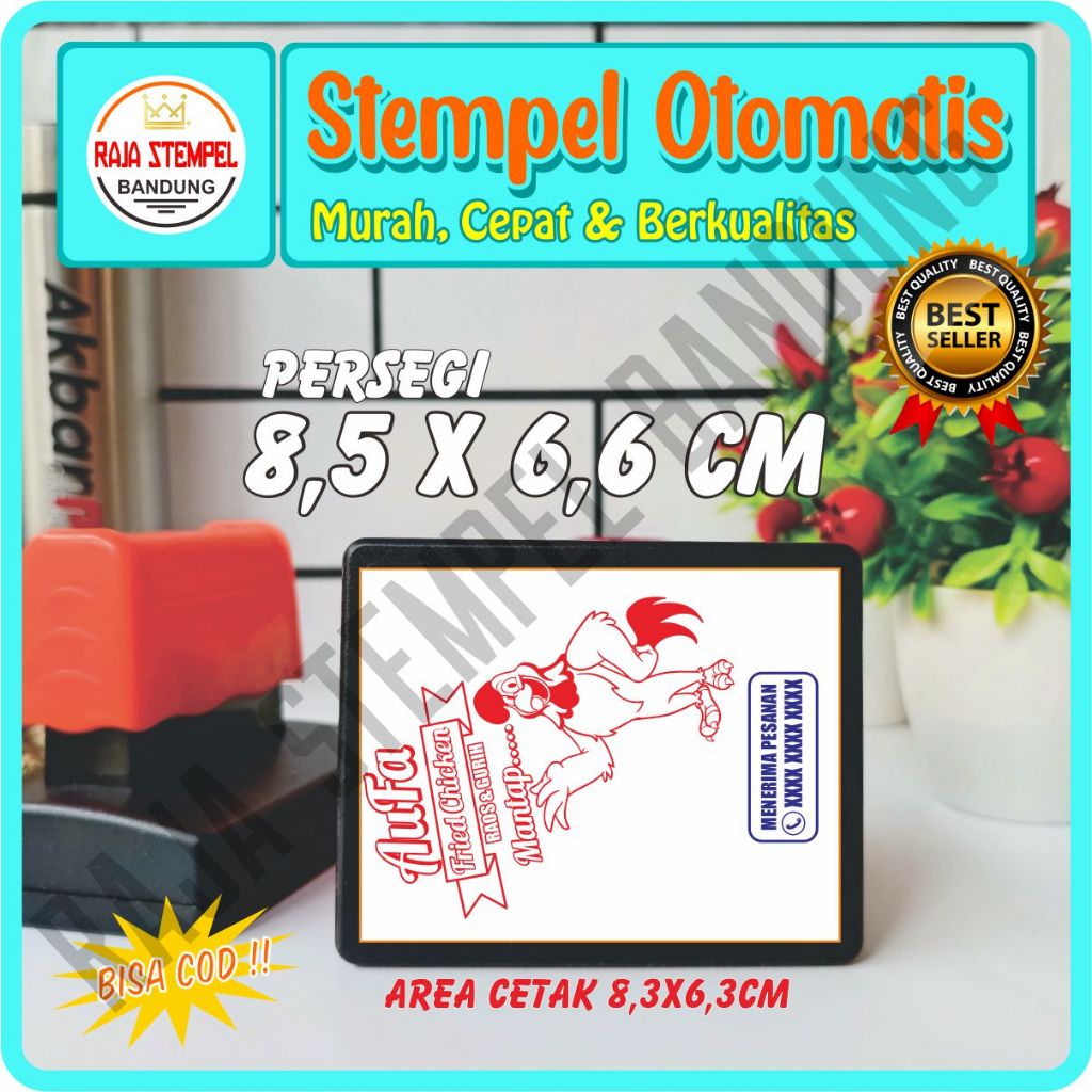 Jual Stempel Flash Persegi Ukuran 8.5x6.6cm Stample usaha toko ...