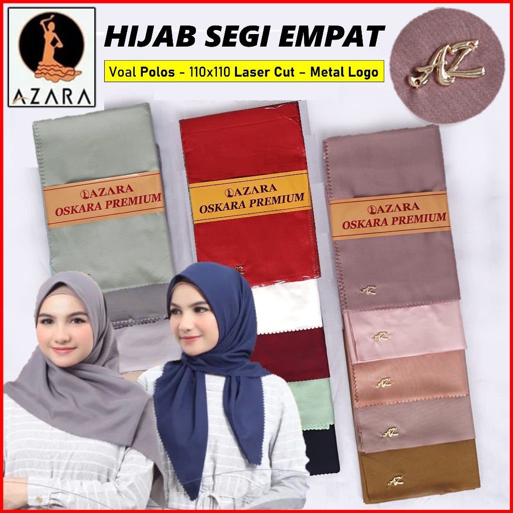 Jual Dapat 10 Jilbab Azara Voal Polos Oskara Premium Metal Logo Hijab ...