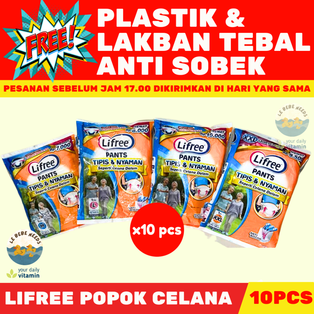 Jual Lifree Popok Celana Dewasa Isi 10 pcs - Lifree Pants Popok Celana Dewasa Satuan - Sachet ...