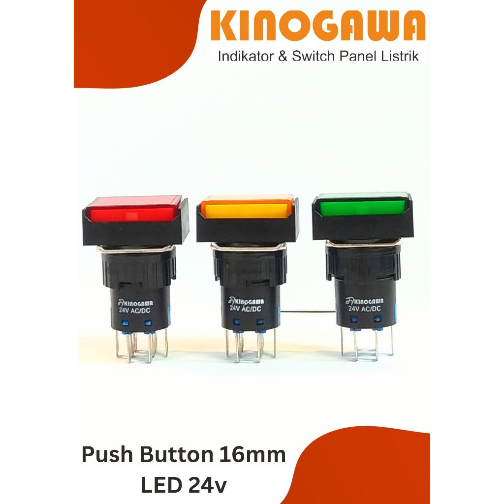 Jual Push Button Lamp 16mm Rectangular Tombol Persegi Panjang 16mm
