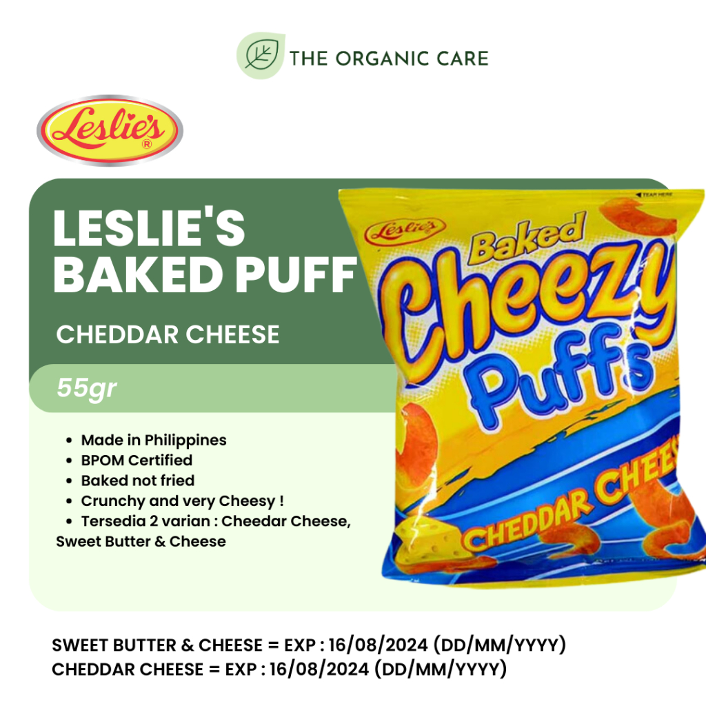 Jual LESLIE'S BAKED CHEESY PUFFS / CHEDDAR CHEESE 55GR / KERUPUK KEJU ...