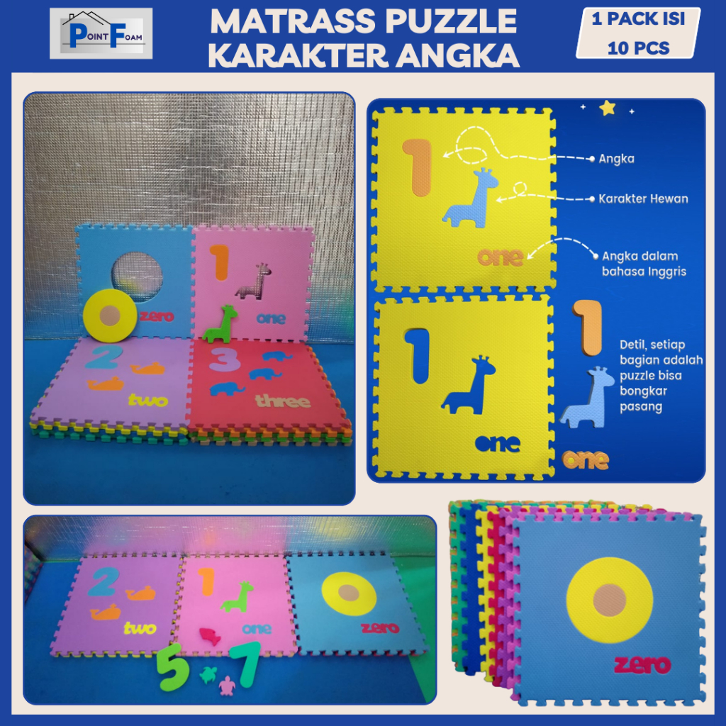 Jual Matrass Puzzle Karakter Angka 30 x 30cm isi 10 pcs Karpet Puzzle ...