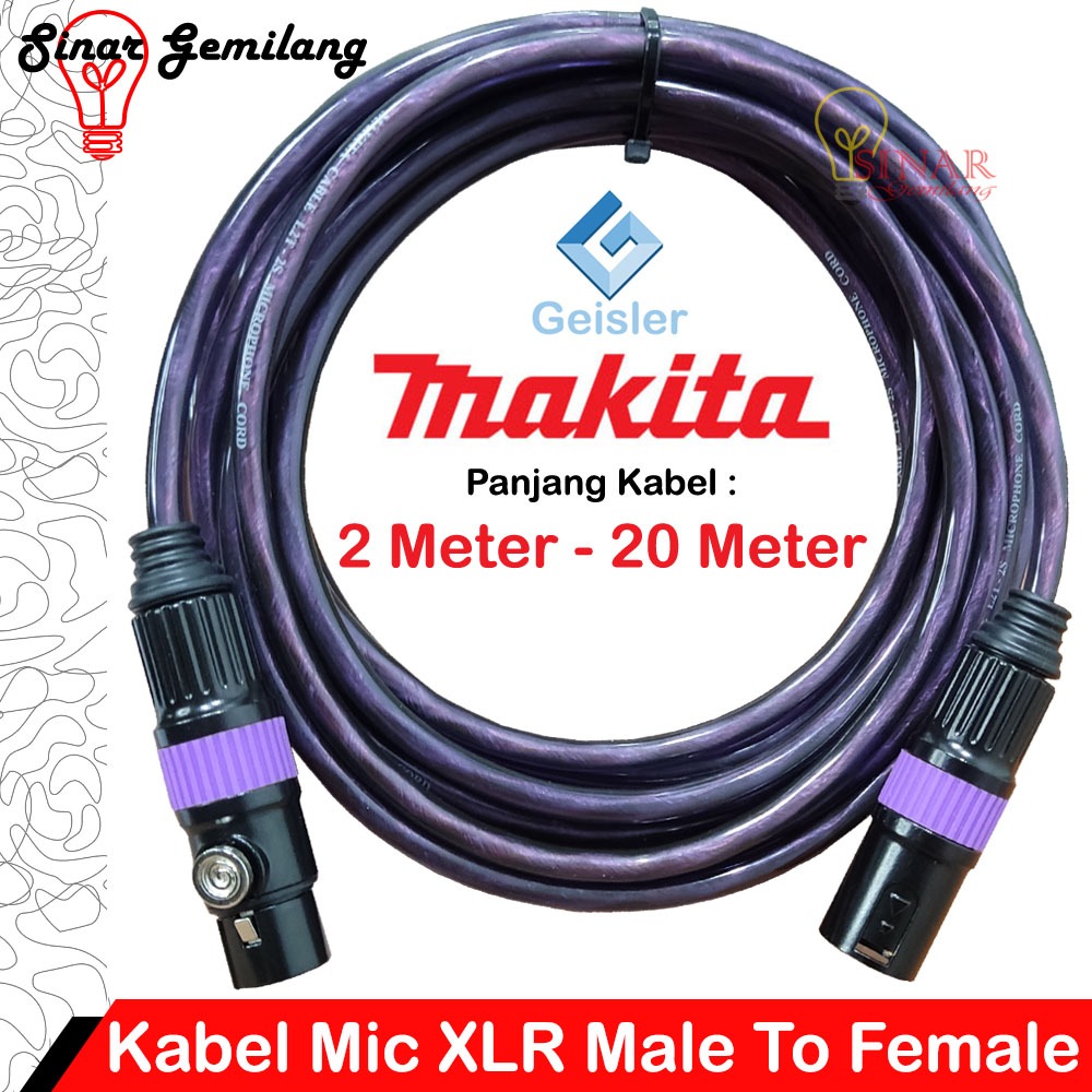 Jual Kabel Mic MAKITA XLR Male To Female Jack Geisler Cable Mik ...
