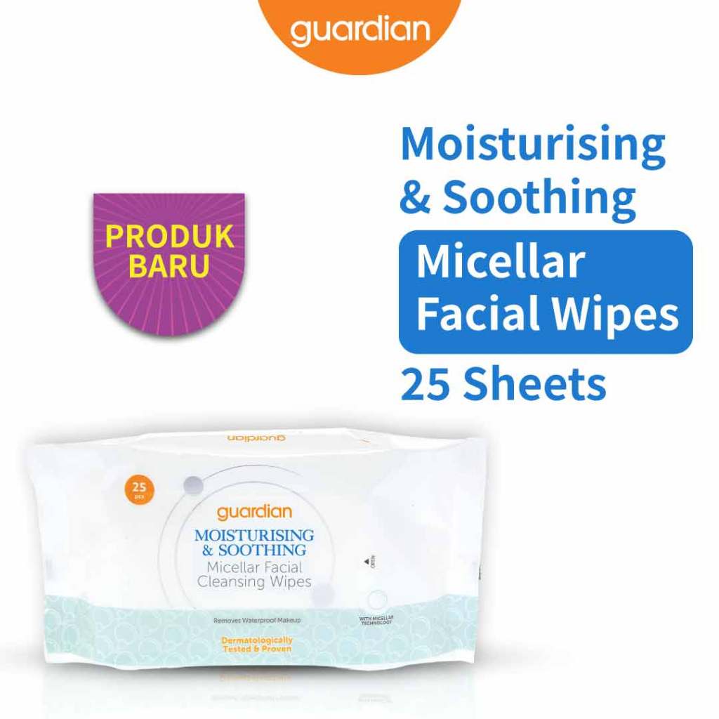 Jual GUARDIAN Moisturising & Soothing Micellar Facial Cleansing Wipes ...