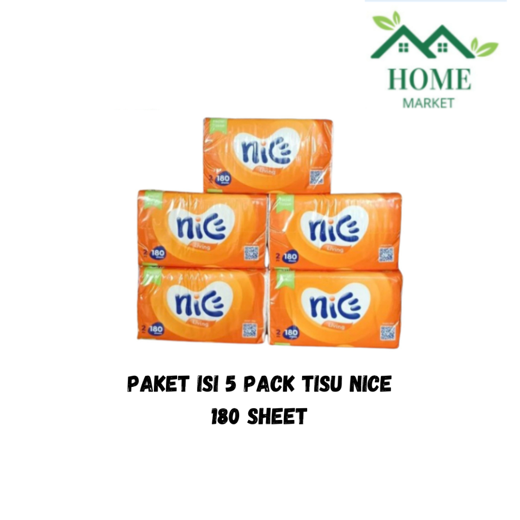 Jual PAKET TISU NICE 2 PLY 180 SHEET ISI 5 PACK | Shopee Indonesia