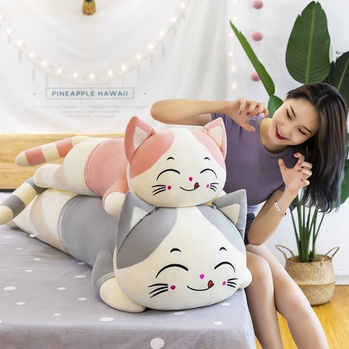 Jual Bantal Guling Kucing Lying 95cm Bahan Plush Premium SNI | Shopee ...
