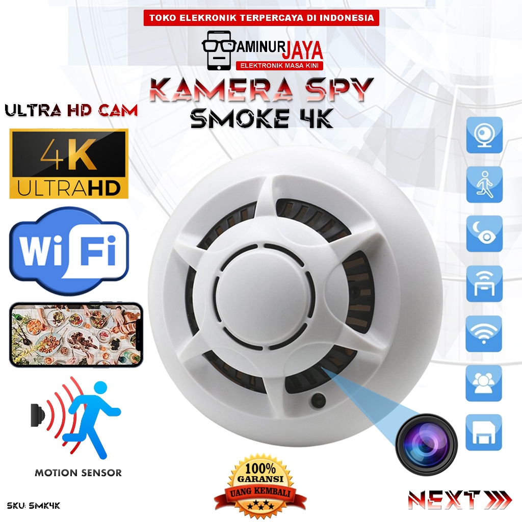 Jual Kamera IP CCTV Detector Smoke 4k Wireles Wifi Control Jarak Jauh ...