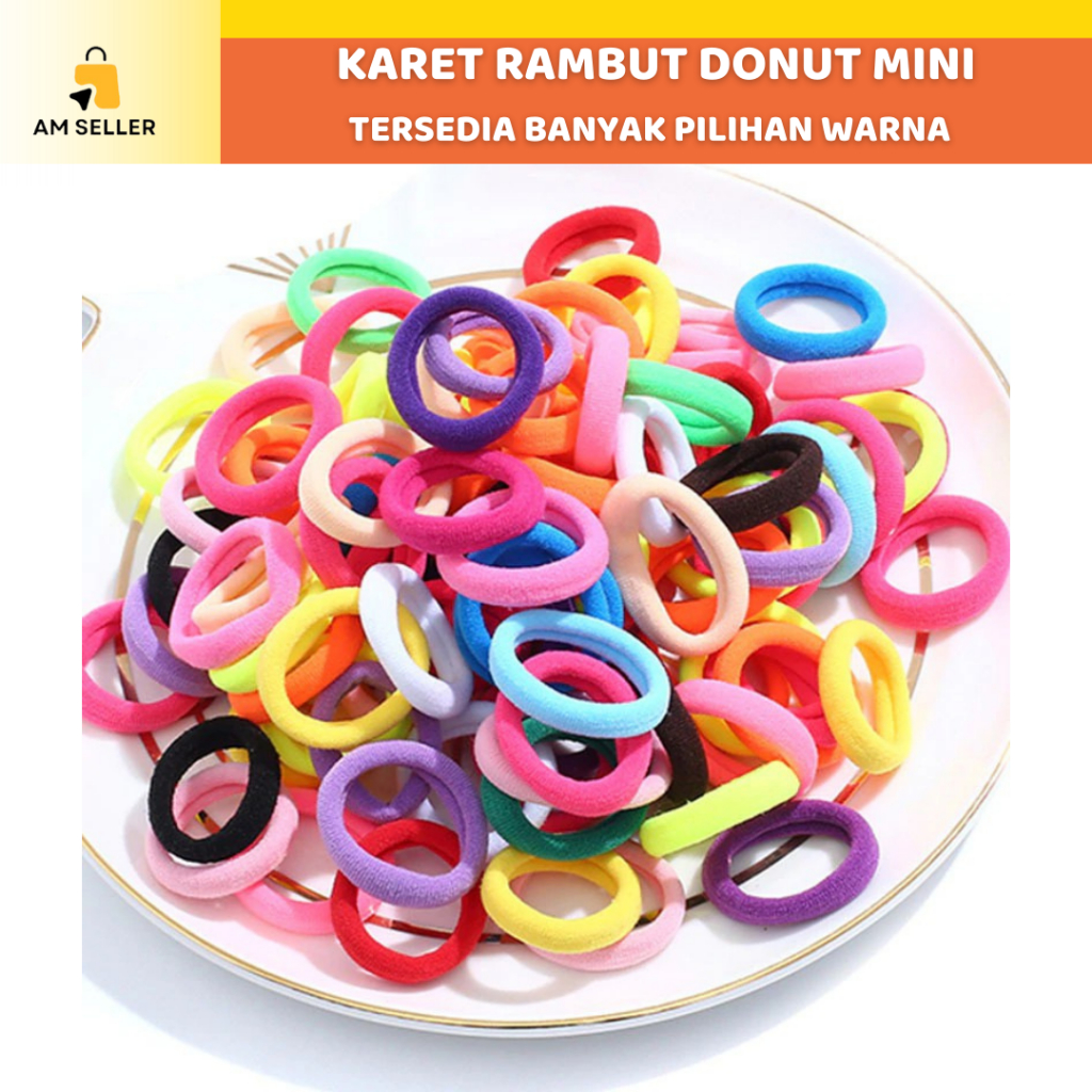 Jual Karet Ikat Rambut Korea Donat Kecil Besar BTS Free Pouch | Shopee ...