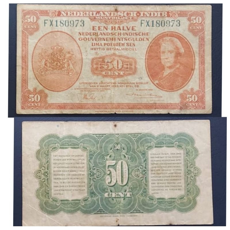 Jual Uang Kuno Indonesia 50 Cent/Sen Seri Nica Tahun 1948 Original 100% ...
