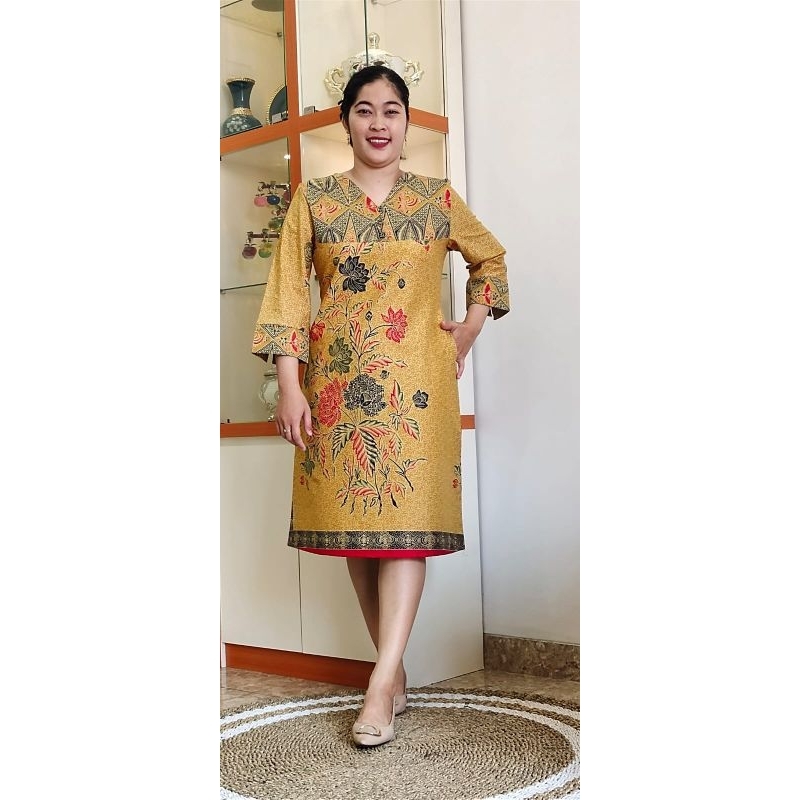 Jual dres batik motif bunga sdh pake puring | Shopee Indonesia