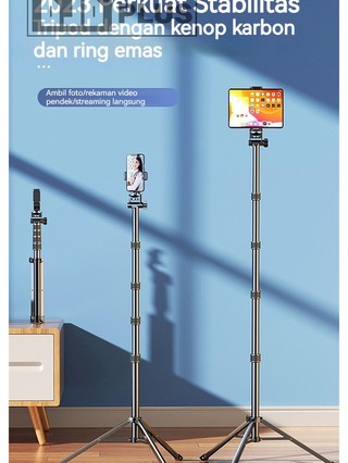 Jual DJDPlus Tripod Handphone 2 Meter Besi Plus Mini ball head Holder ...