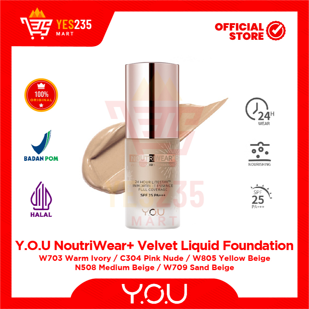 Jual YOU NoutriWear+ Velvet Liquid Foundation - all varian(FREE BUBBLE ...