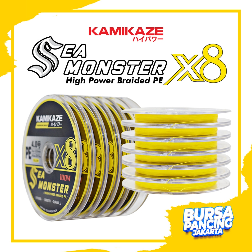 Jual Senar PE KAMIKAZE SEA MONSTER X8 Yellow 100M Connecting Tali ...