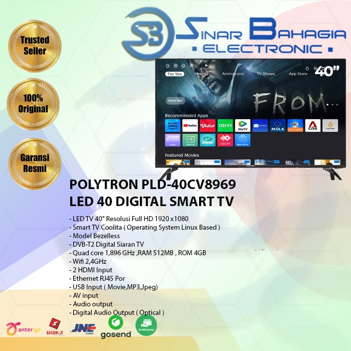 Jual POLYTRON PLD-40CV8969 LED 40 DIGITAL SMART TV (NEW) (KHUSUS BANDUNG) | Shopee Indonesia