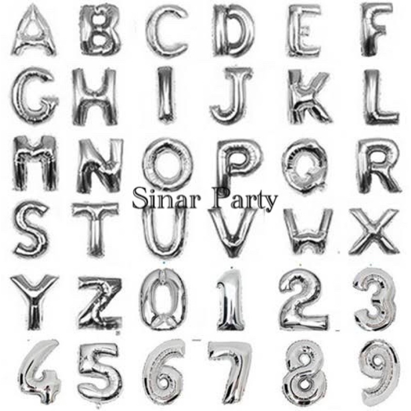 Jual Balon Foil Huruf & Angka Warna Silver | Shopee Indonesia