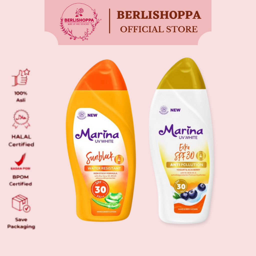 Jual Marina UV White Sunblock SPF 30 85ml / UV White Extra SPF 30 92ml | 185ml | Shopee Indonesia