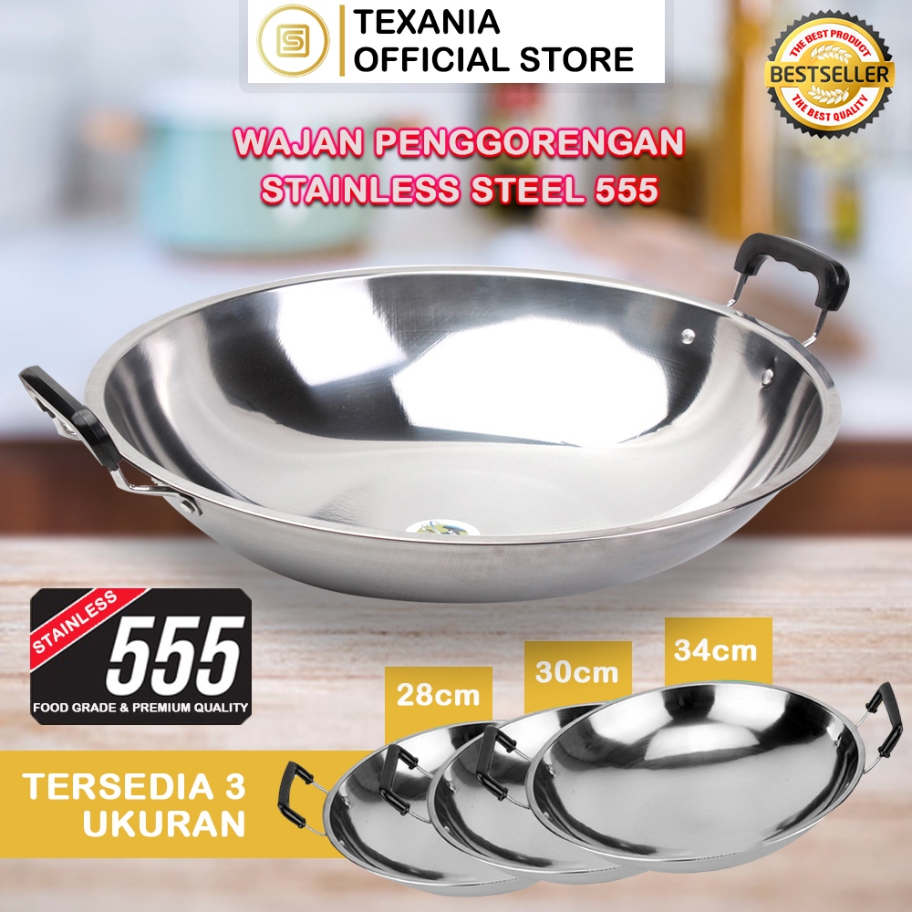 Jual (kuping Stainles) Wajan stainless Ukuran 28cm, 30cm ,34cm Penggorenga stainles baha Tebal ...