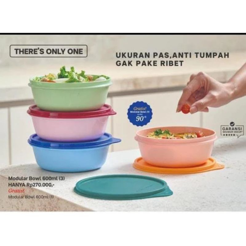 Jual tupperware modular bowl 600ml 1pcs original | Shopee Indonesia