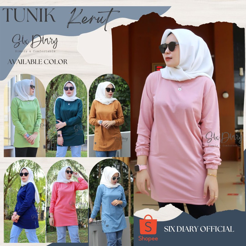 Jual Six Diary Official Kaos Atasan Wanita Tunik Polos Belah Pinggir ...