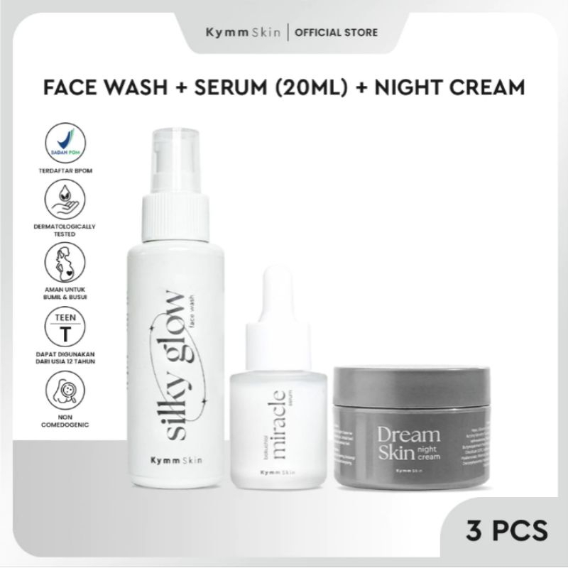 Jual KYMM SKIN Bundling Silky Glow Face Wash + Miracle Bakuchiol Serum ...