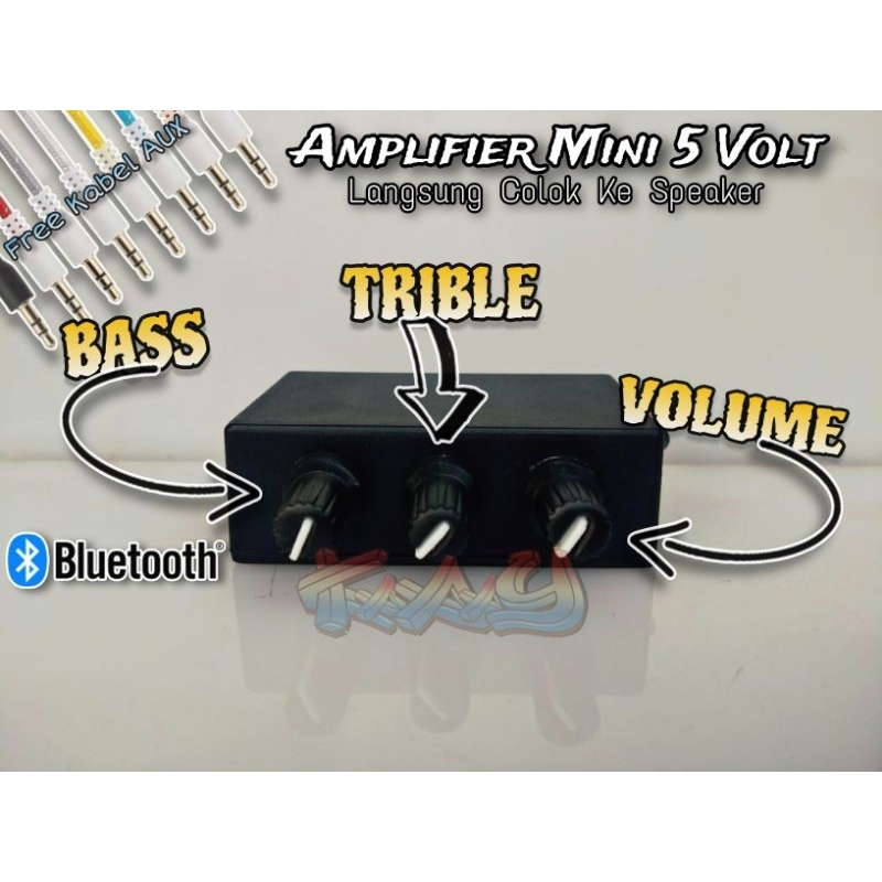 Jual Amplifier Mini 5 Volt Stereo Bluetooth 3 Potensio Bass Trible ...