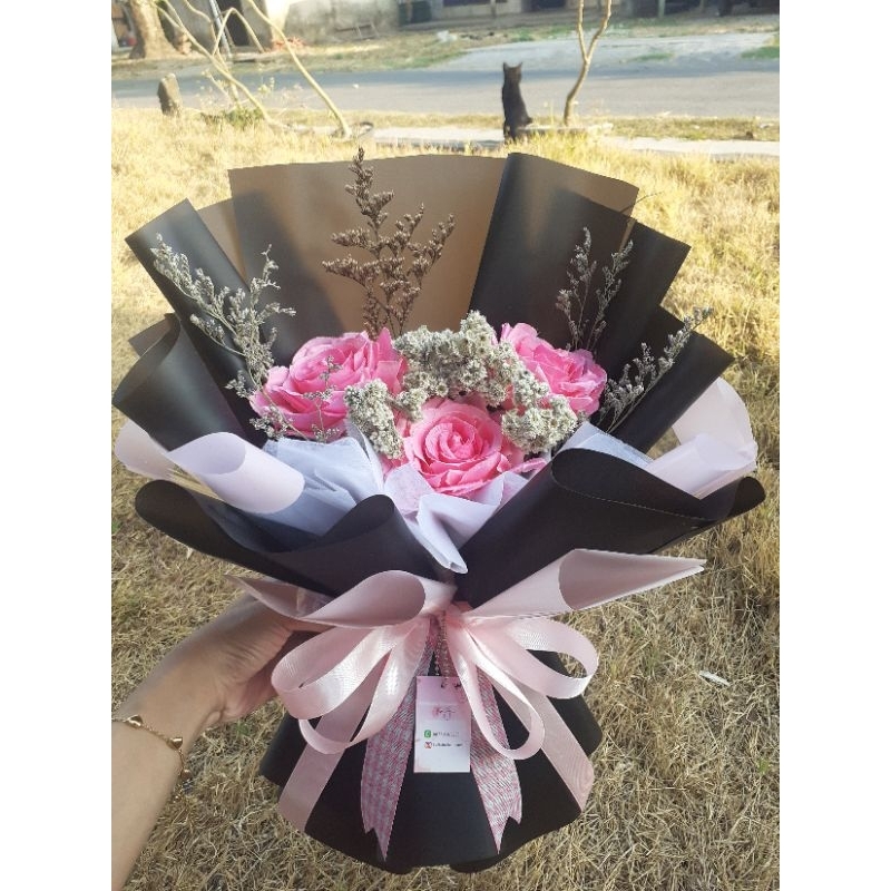 Jual Buket Bunga Artificial Premium Rose Mix Dried Flower Edelweis ...