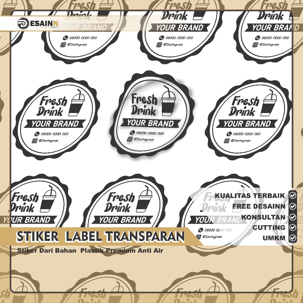 Jual Stiker Label Transparan per PCS untuk Kemasan Produk Minuman ...