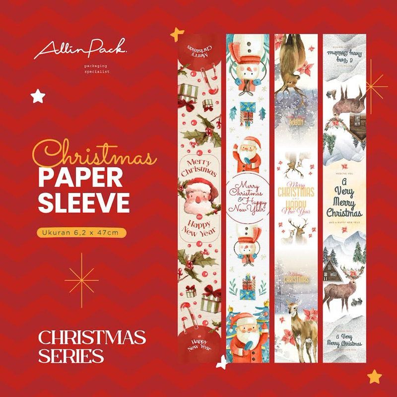 Jual (Isi 15pcs) UKURAN PANJANG Paper belt Christmas Paper Sleeve Natal ...