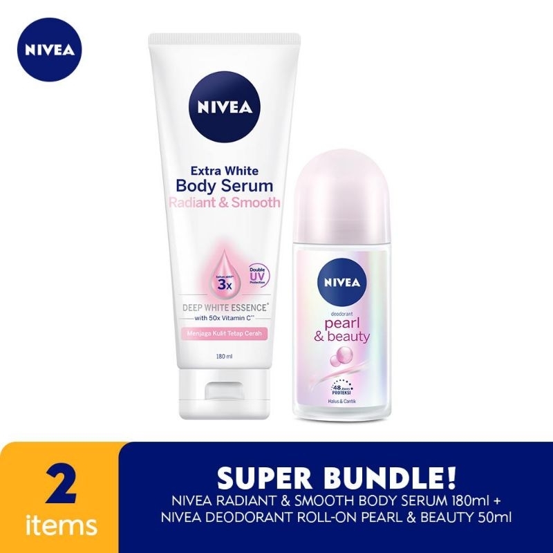 Jual Nivea Bundle Radiant and Smooth 180ml & Deo Female Pearl & Beauty ...