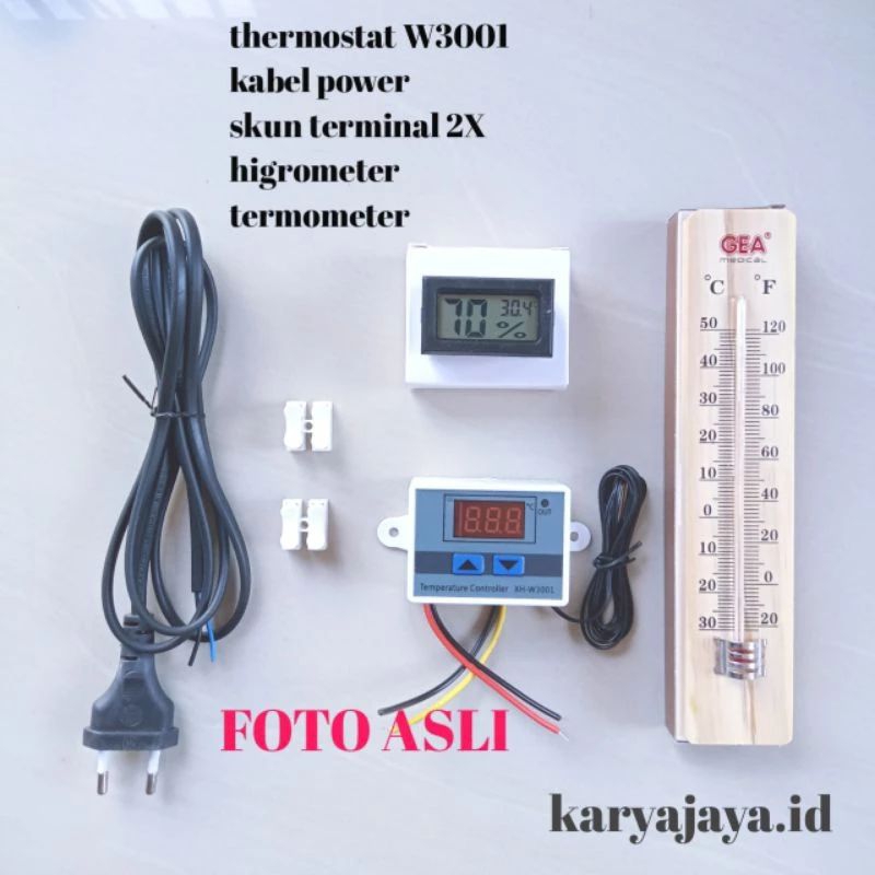 Jual paket tetas telur thermostat digital W3001, termometer gea ...