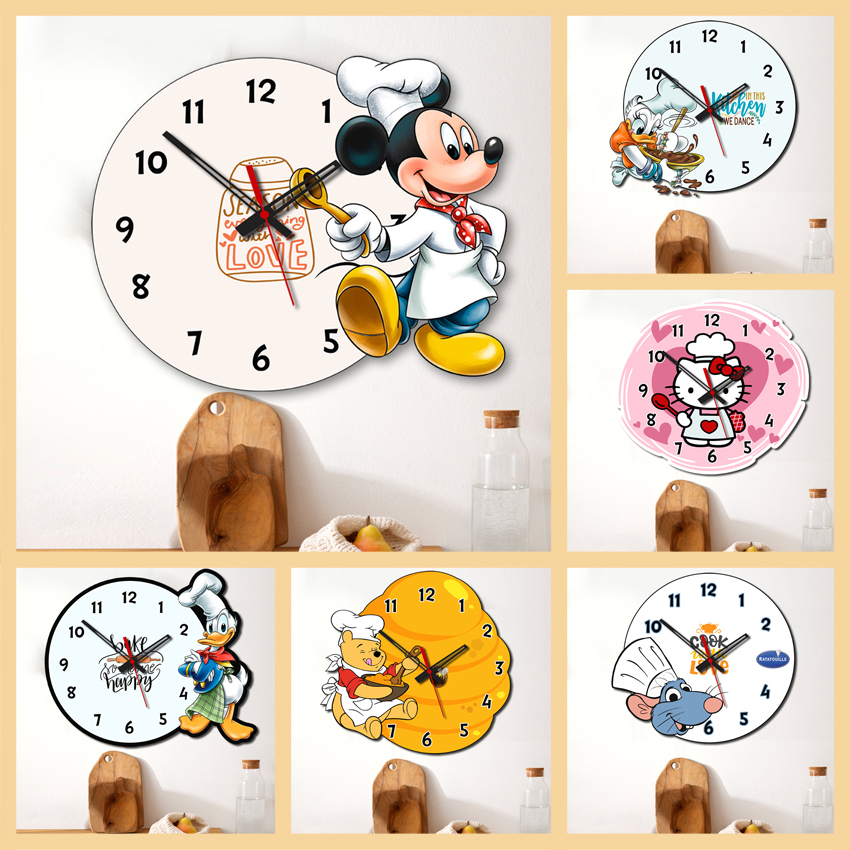 Jual Jam Dinding Kitchen Koki Chef Karakter Mickey Mouse Minnie Donald ...