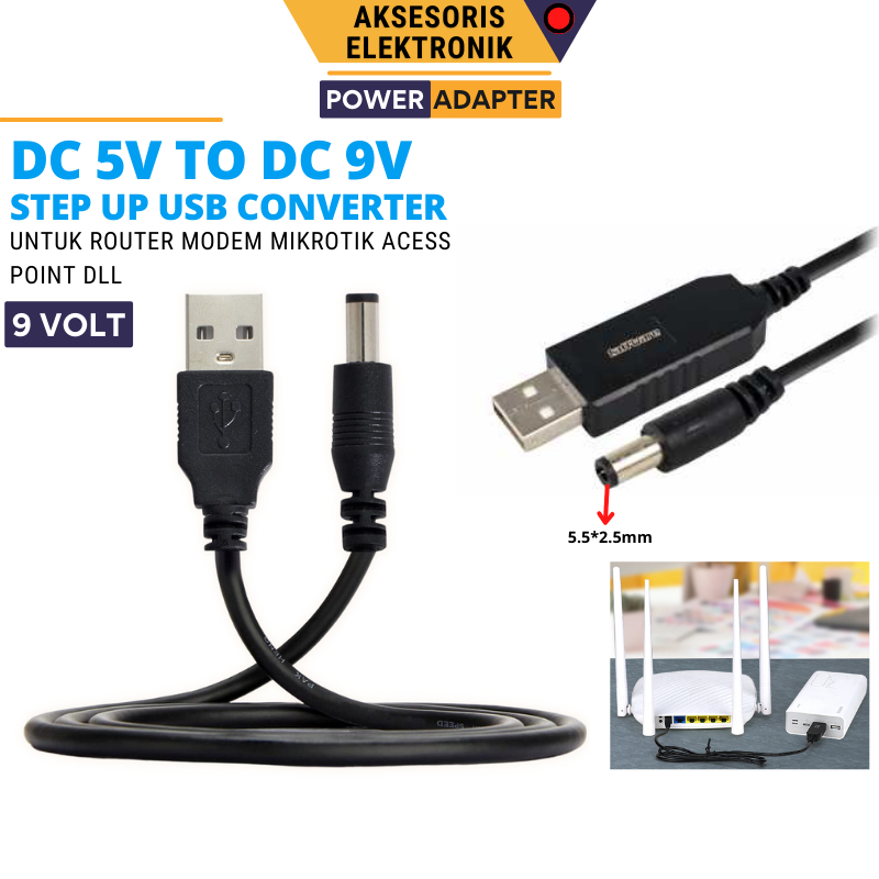 Jual Step Up USB DC 5V To DC 9V Adaptor Untuk Tp-link Router Acess ...