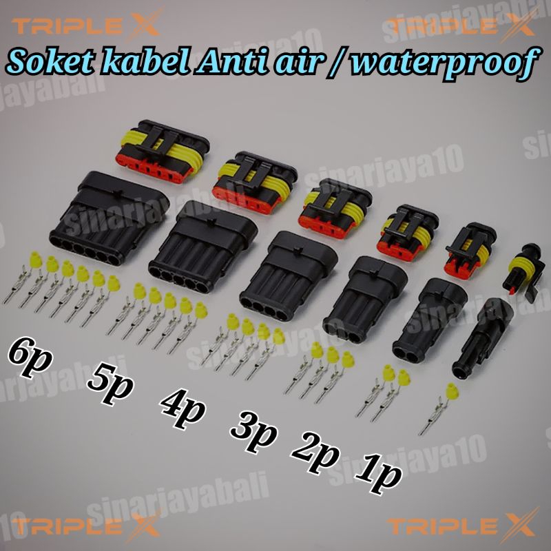 Jual soket kabel motor mobil socket konektor waterproof anti air 1pin ...