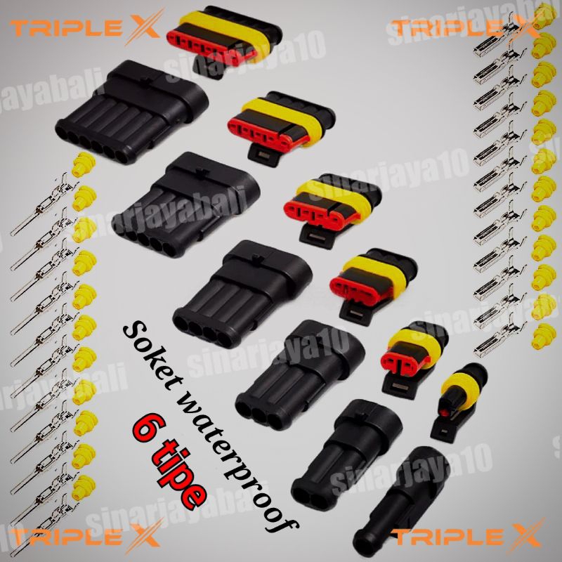 Jual soket waterproof konektor Socket anti air connector 1pin 2pin 3pin ...