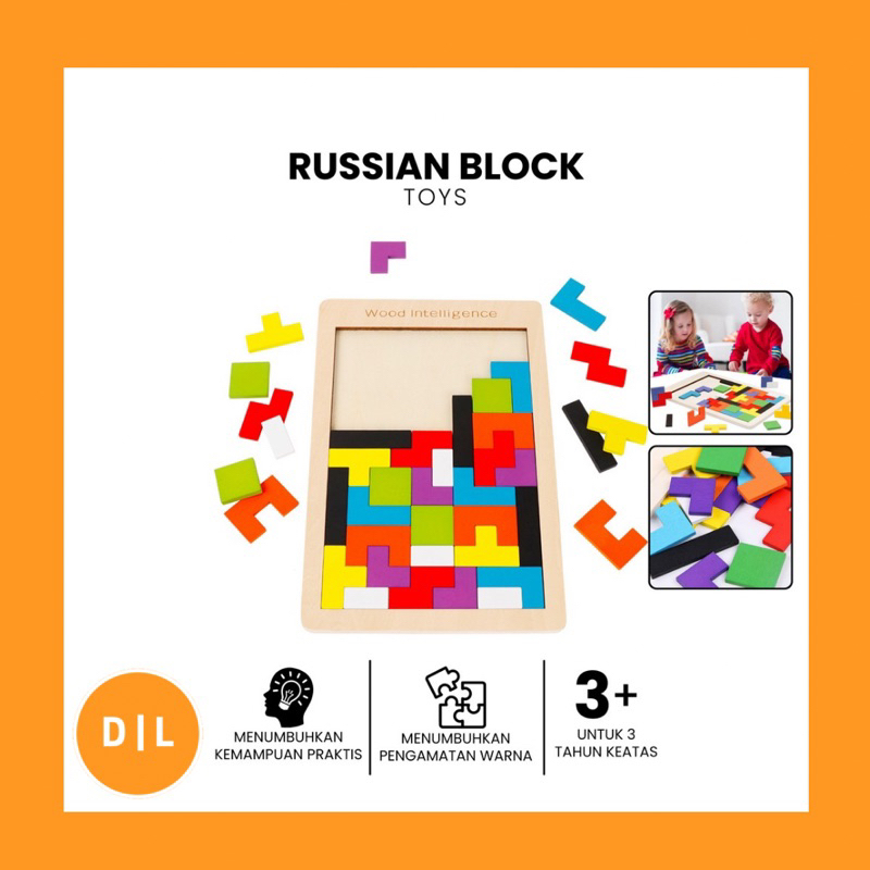 Jual Mainan Puzzle Tetris Russian/mainan puzzle kayu tangram/ Mainan ...