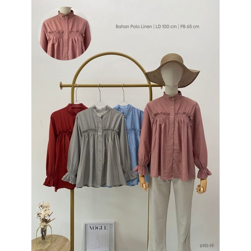 Jual PGMTA KEMEJA BAHAN POLO LINEN KODE 690-19 SERIAN ISI 4 PCS ...