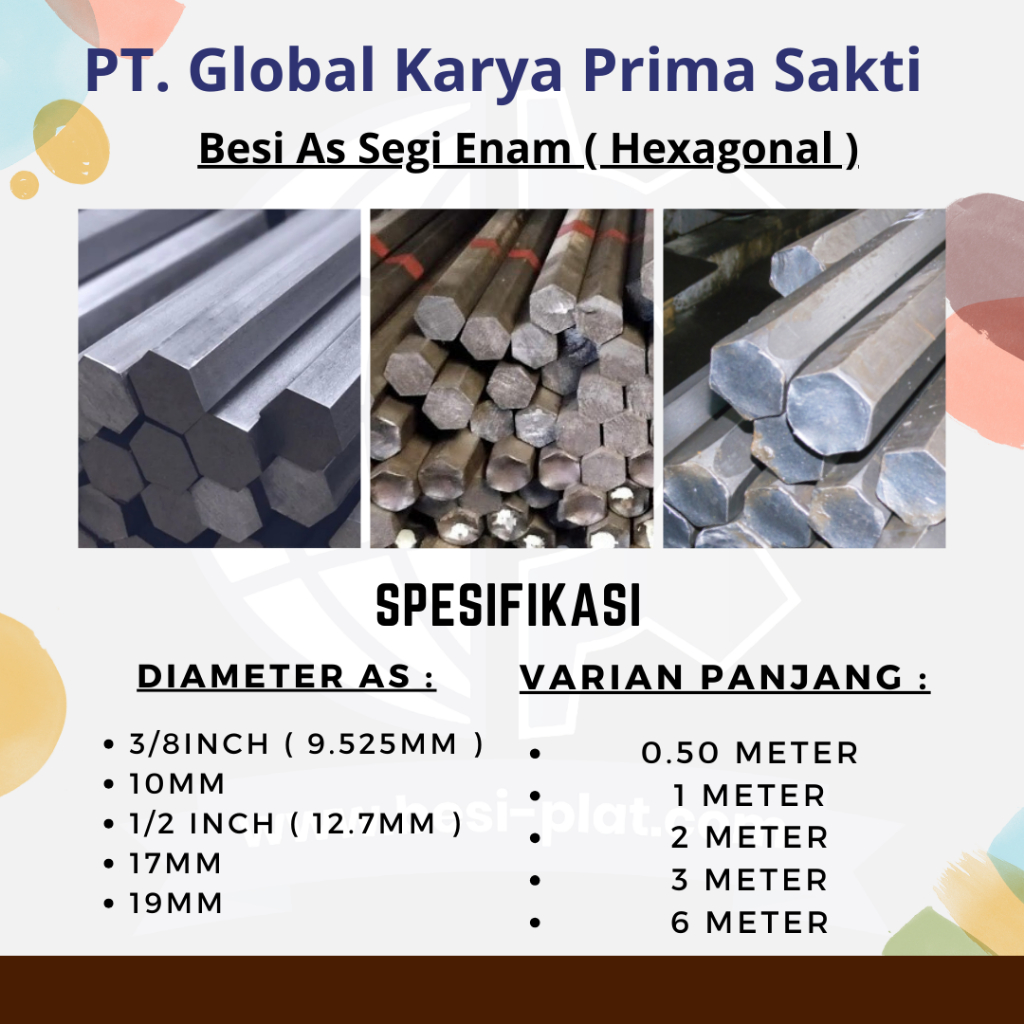 Jual Besi As Segi Enam / As Hexagonal Diameter 10mm x 50 Cm (500mm ...