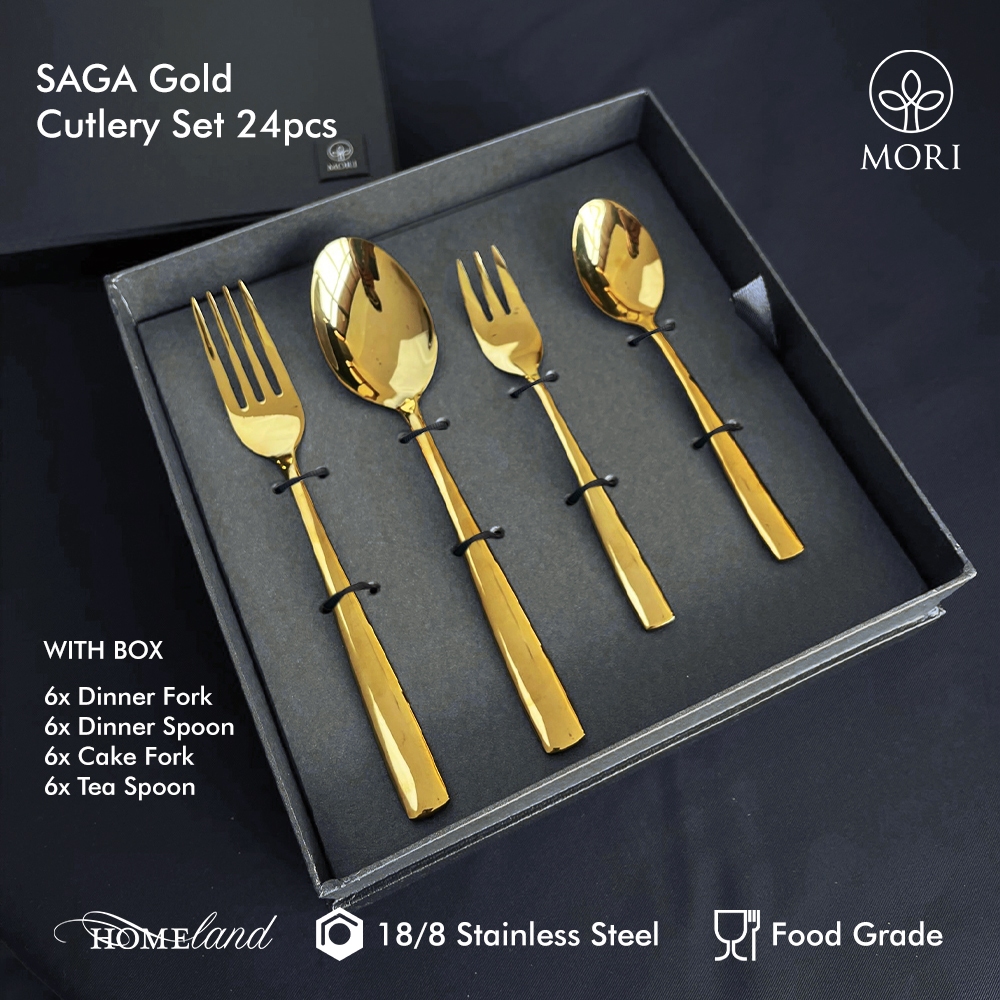 Jual Saga Gold Cutlery Set / Sendok Makan Emas Set | Shopee Indonesia