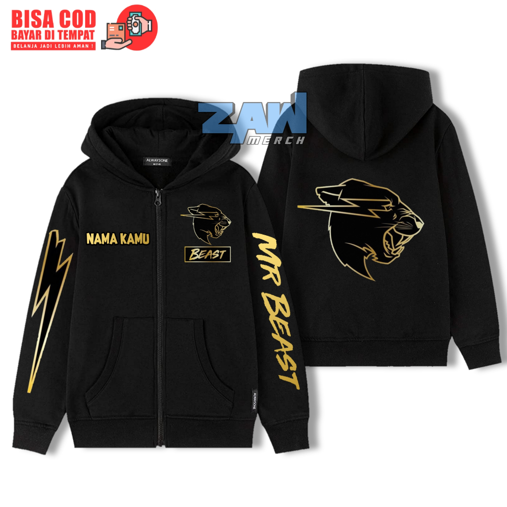 Jual Hoodie Zipper Anak Mr Beast Gold / Jaket Resleting | Shopee Indonesia