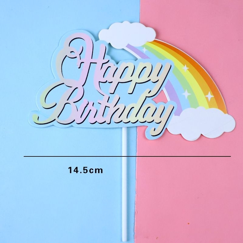 Jual Cake Topper Happy Birthday Rainbow / Topper HBD Pelangi / Hiasan ...