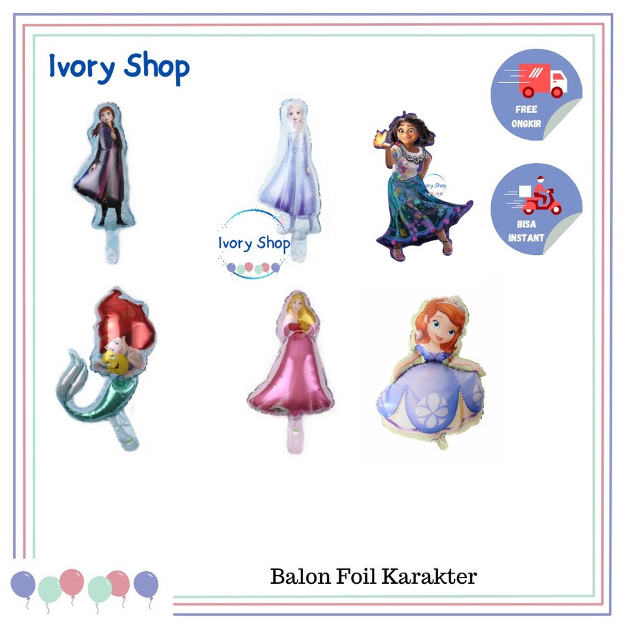 Jual Balon Foil Karakter Princess Dsny Frozen Aurora Ariel Ana Elsa ...