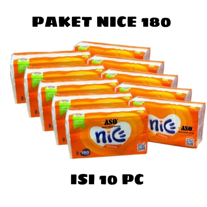 Jual [ PAKET ISI 10 ] Tisu Tissue NICE 180 sheet 2ply PROMO ...