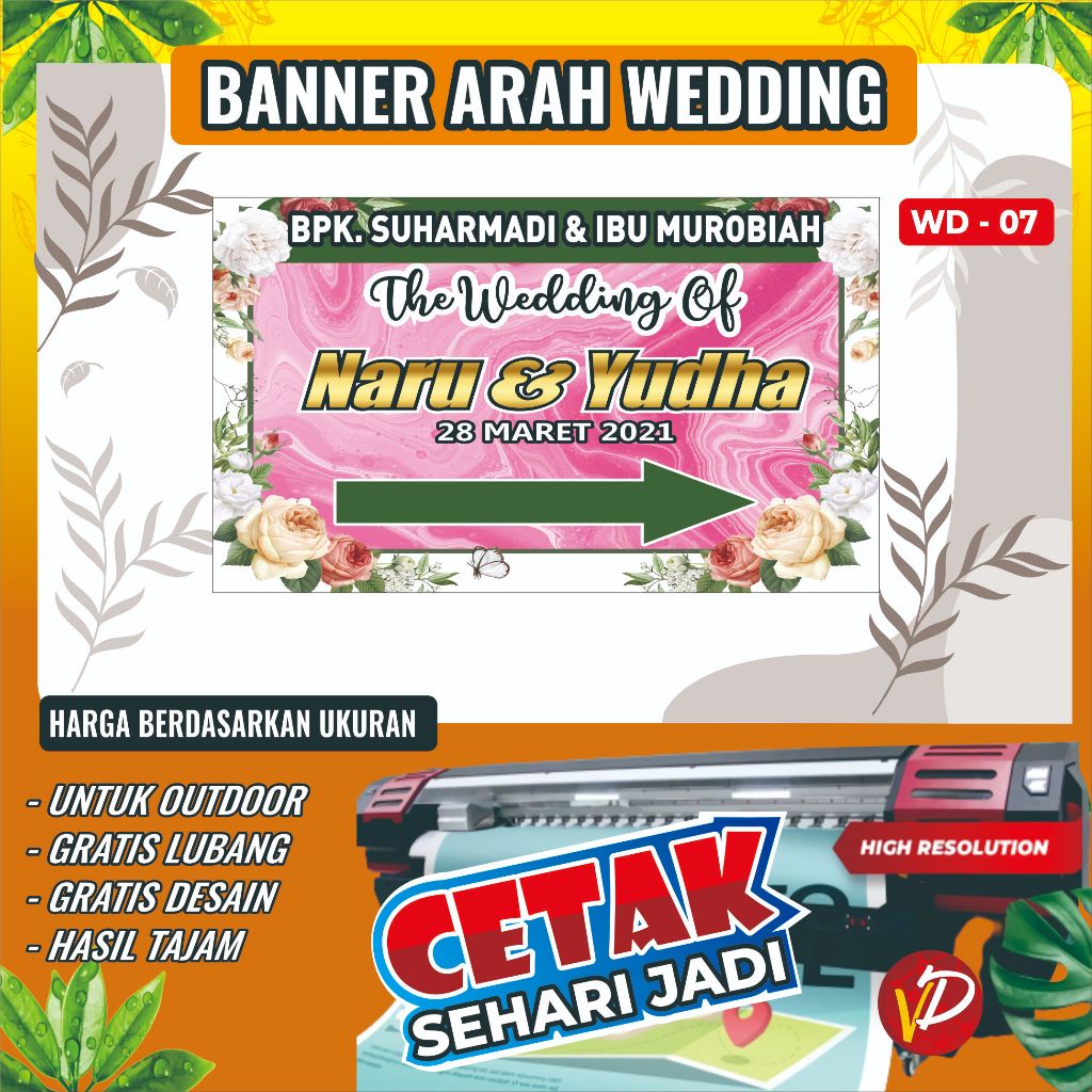 Jual Cetak Banner Arah Panah Pernikahan /Banner Selamat Datang ...