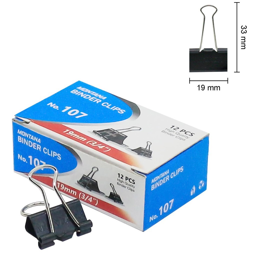 Jual Binder clip 107 / Klip Penjepit kertas ukuran mini kecil montana ...